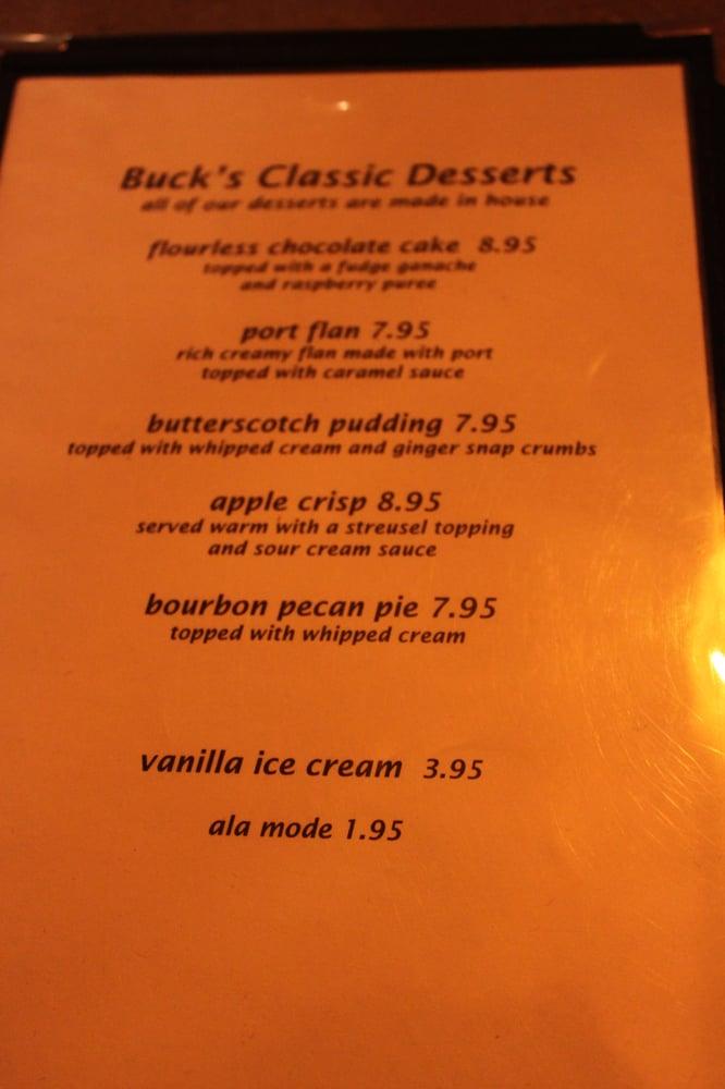 Menu at Buck's Grill House steakhouse, Moab