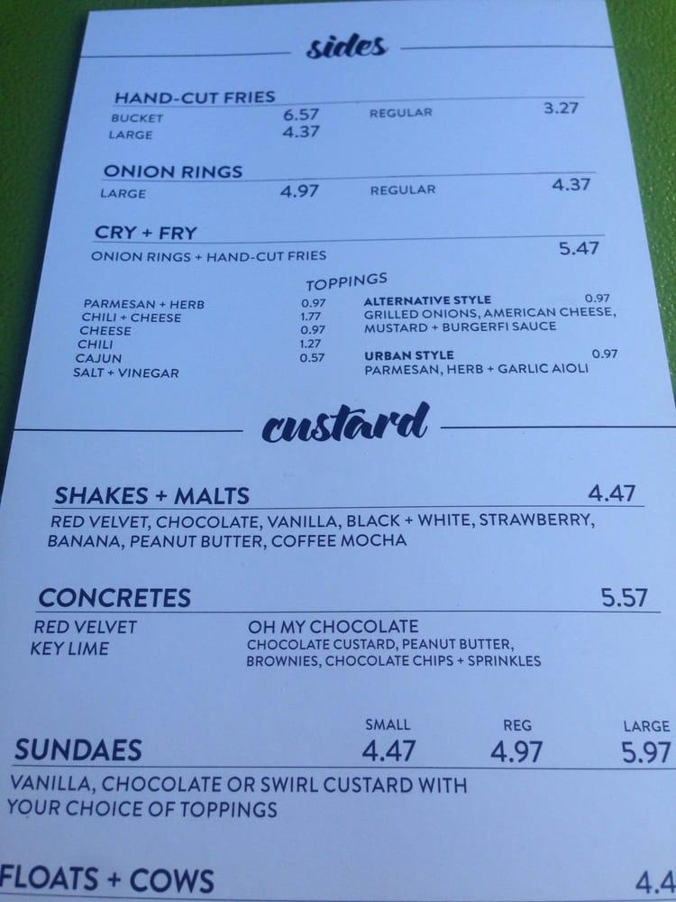 Menu at BurgerFi restaurant, Myrtle Beach, 106 Sayebrook Pkwy