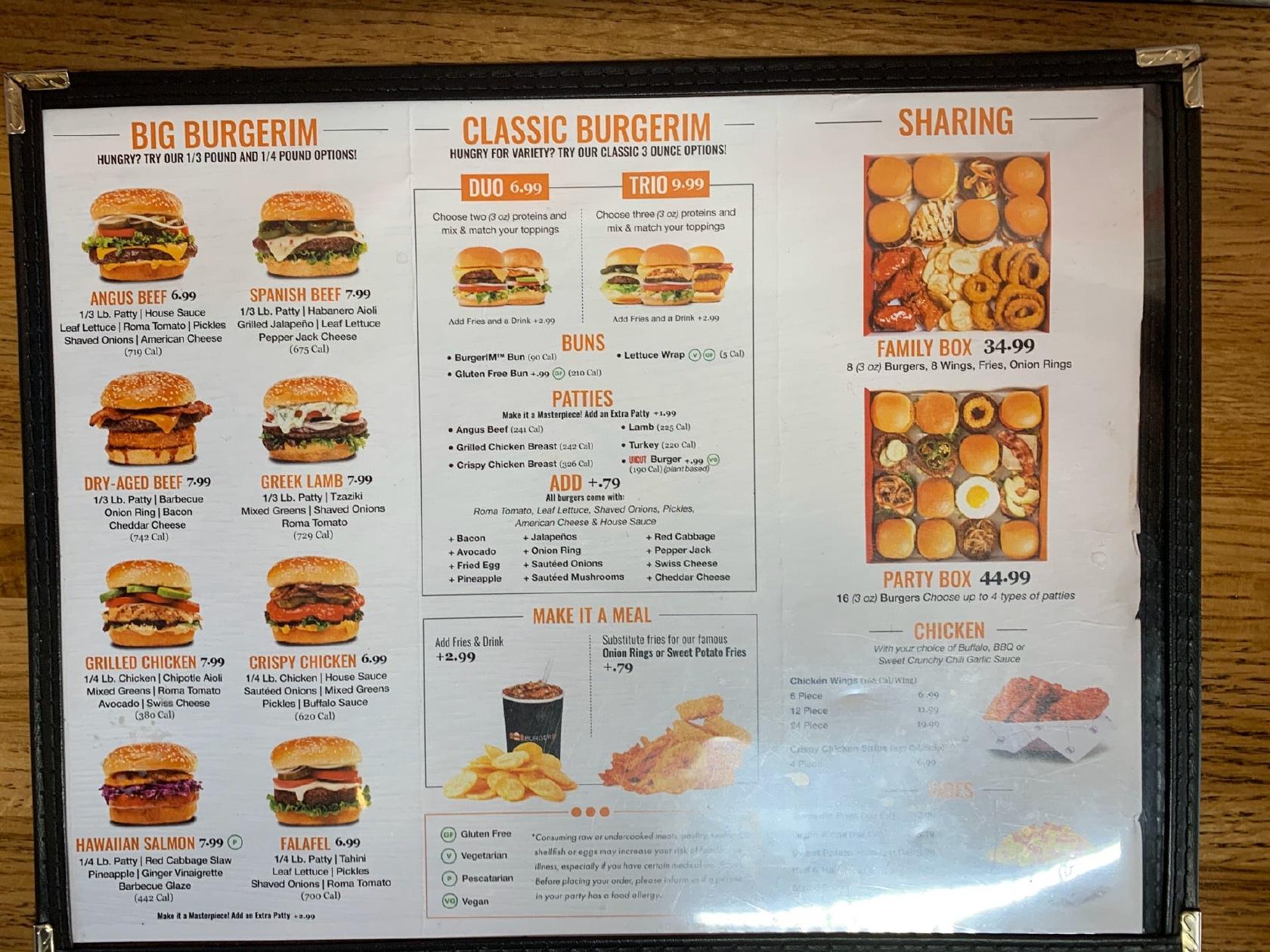 Menu at BurgerIM restaurant, Dallas, N Market St