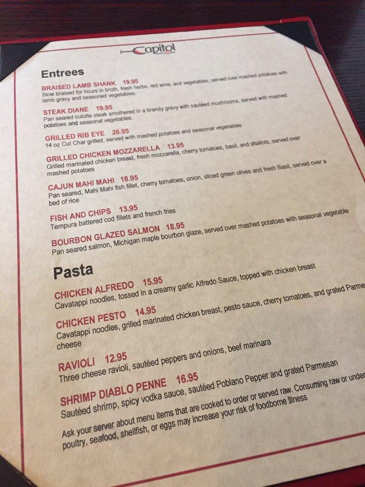 Menu at Capitol Bistro & Bar, Romulus