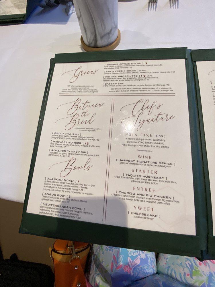 Menu at Harvest Restaurant & Bar, The Villages