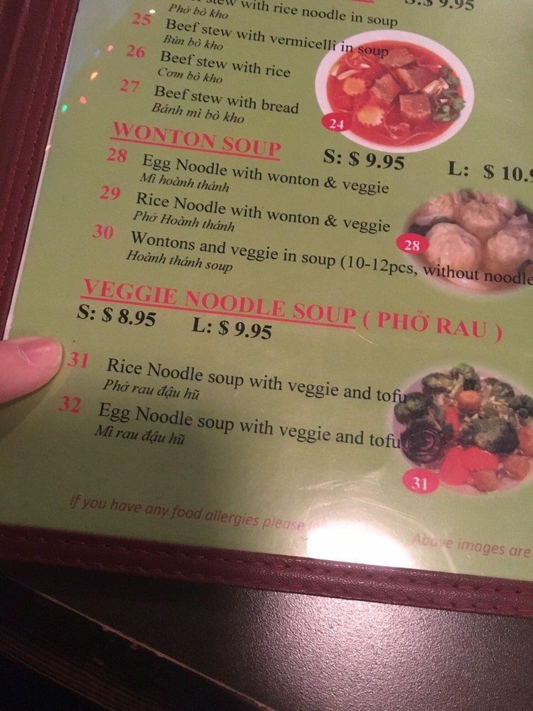 Menu at Hot Pho Restaurant, Maple Ridge