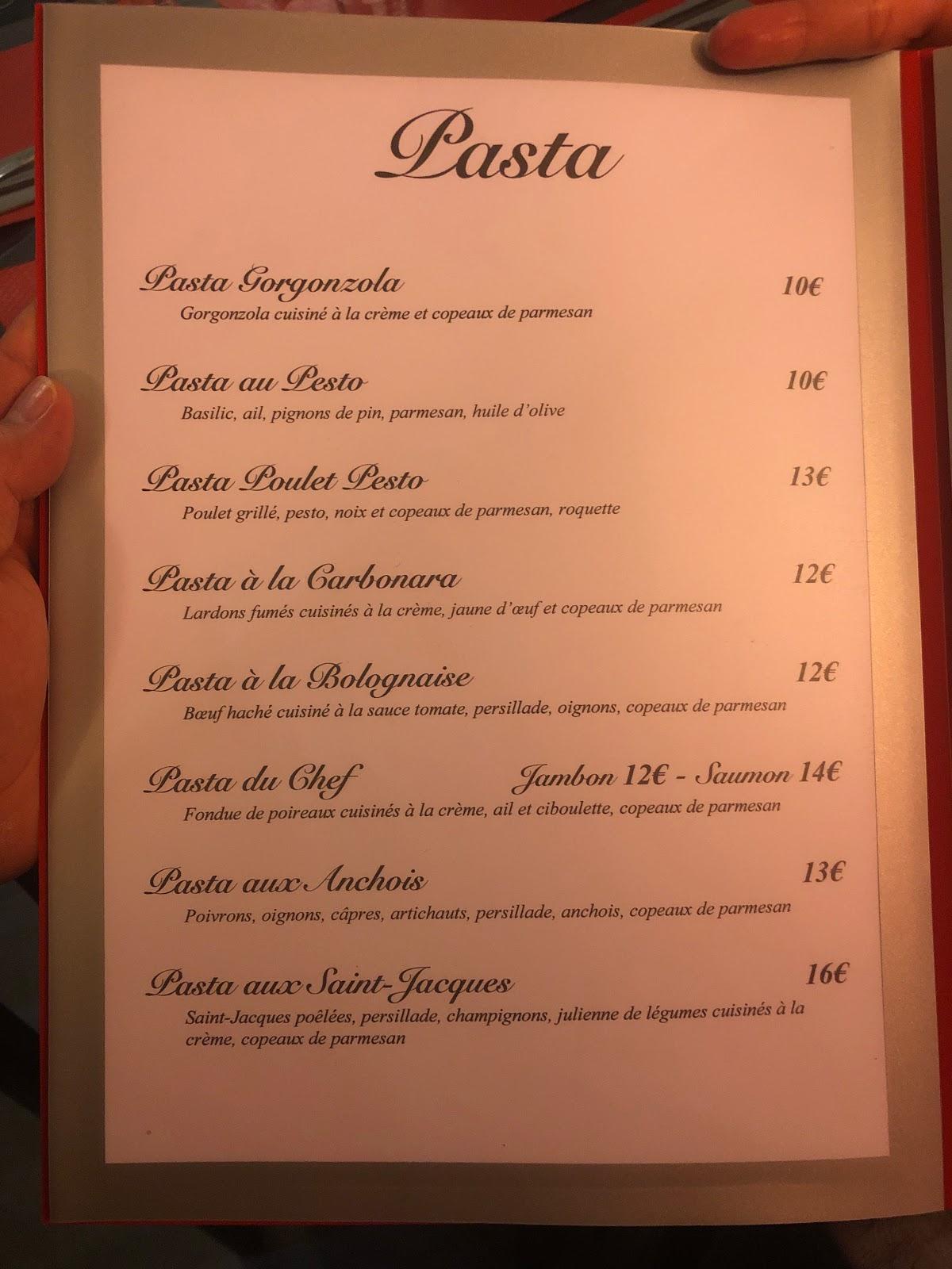Menu au Le bellagio restaurant, Saint-Nazaire