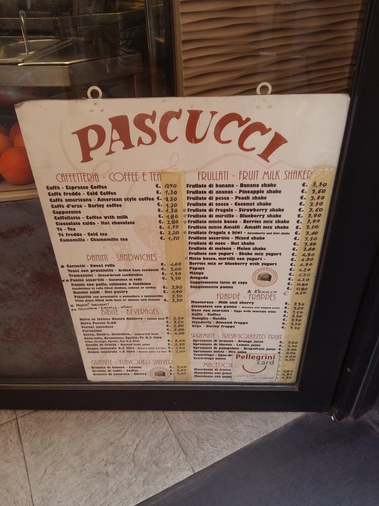 Menu at Pascucci pub & bar, Rome, Via di Torre Argentina