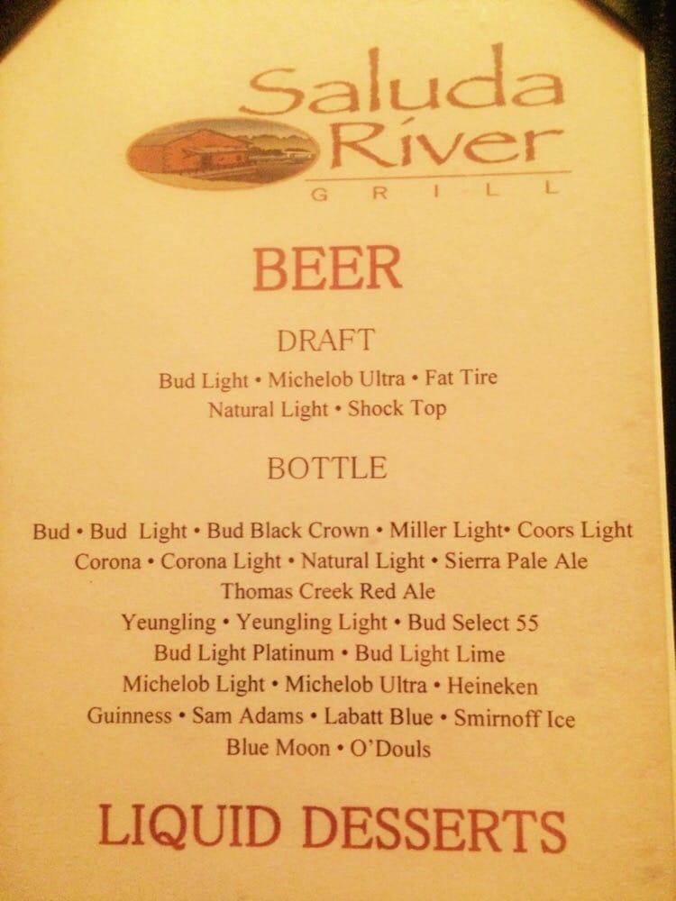 Menu at Saluda River Grill pub & bar, Piedmont