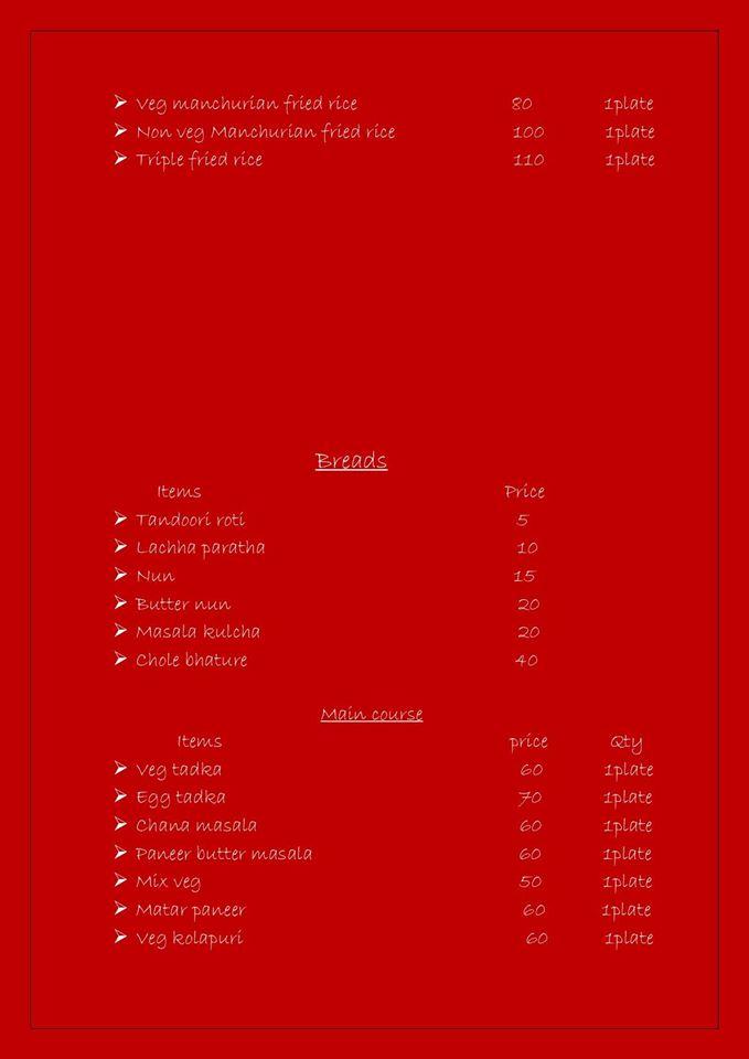 Menu at Tandoor villa, Purulia, Sarada pally