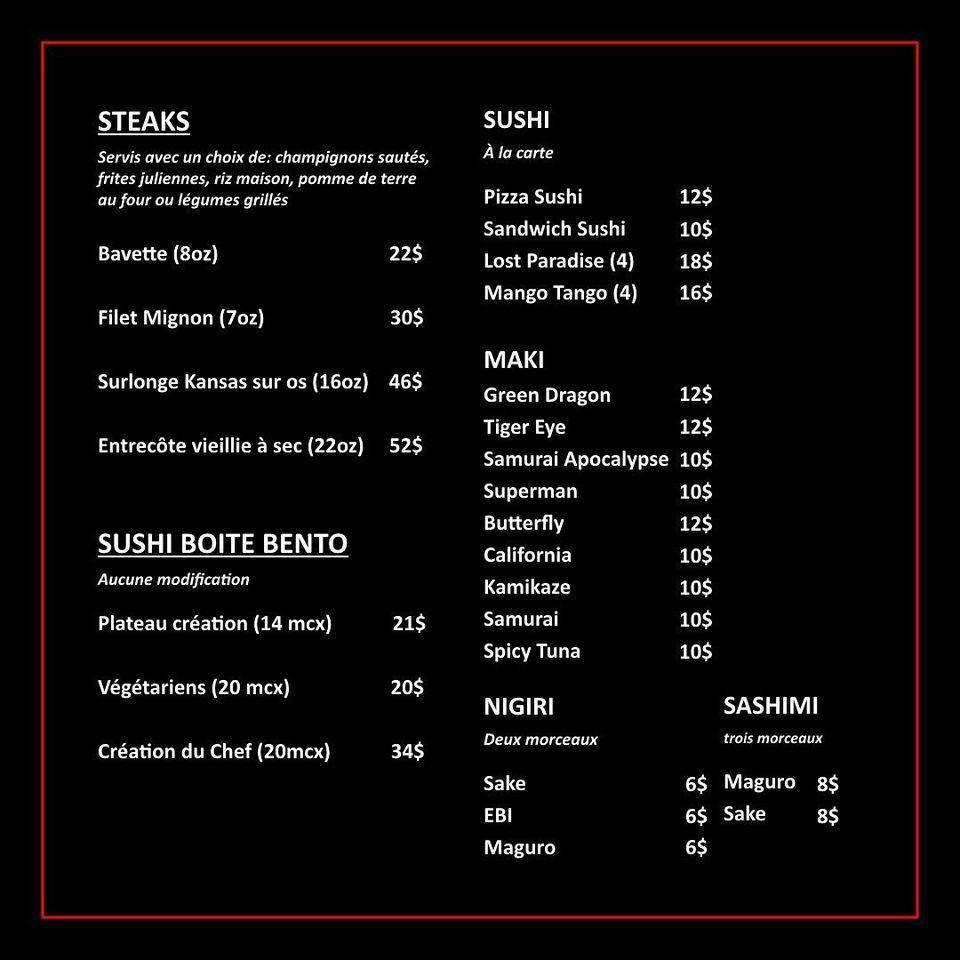 Menu at Vargas Restaurant, Montreal