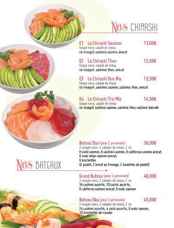 Menu at Bento Bako restaurant, Paris