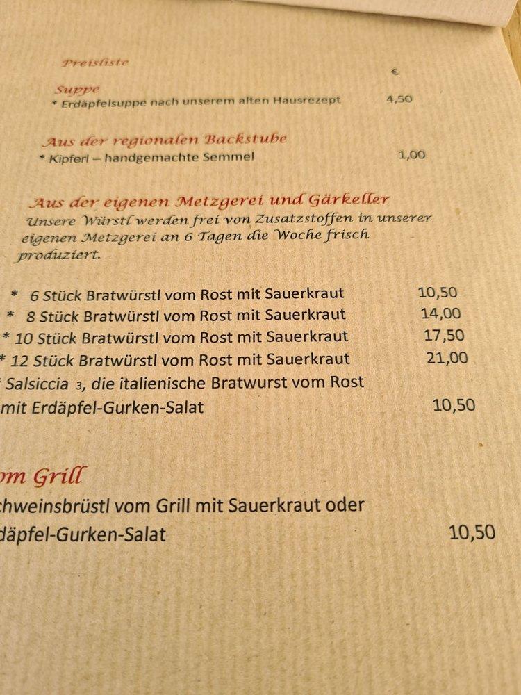 Speisekarte von Historische Wurstküche restaurant, Regensburg