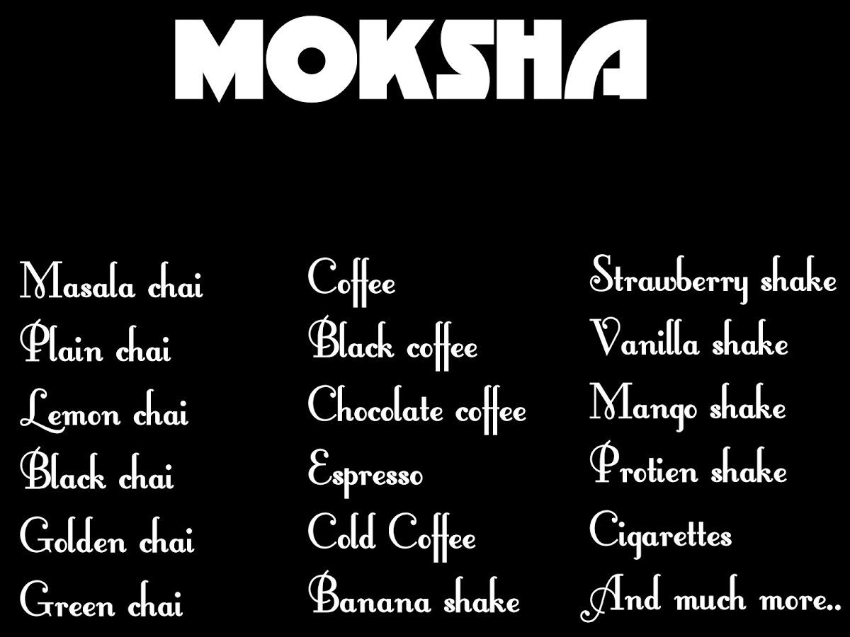 Menu at Moksha Kiosks, New Delhi