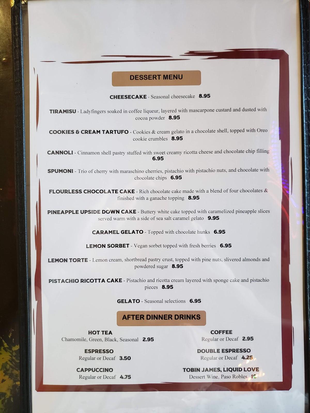 Menu at Pasta Shop Ristorante restaurant, Henderson