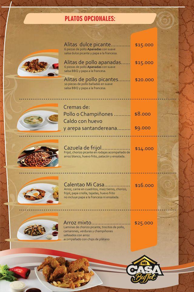 Menu at Restaurante Bar Mi Casa, San Gil