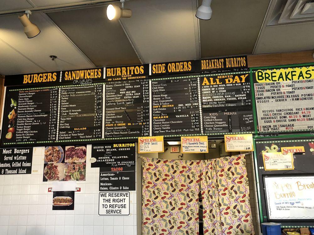 Menu at Sammy's Burgers Subs & Tacos restaurant, Huntington Beach