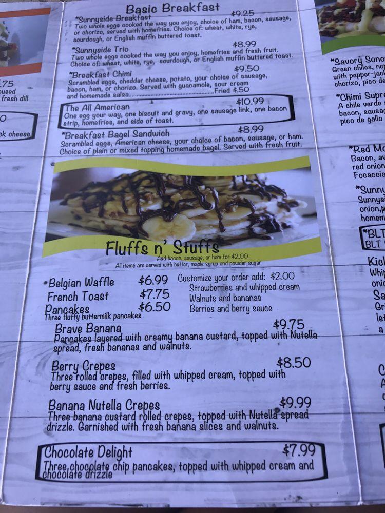 Menu at Sunnyside Breakfast Lounge pub & bar, Mesa