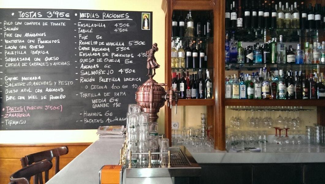 Menu at Taberna Calatrava pub & bar, Madrid, Calle Calatrava 22