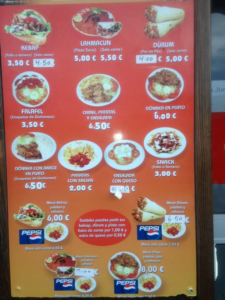 Menu at City Doner Kebab restaurant, Navia