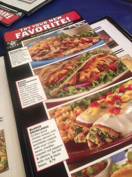 Menu at El Chico Cafe, Abilene