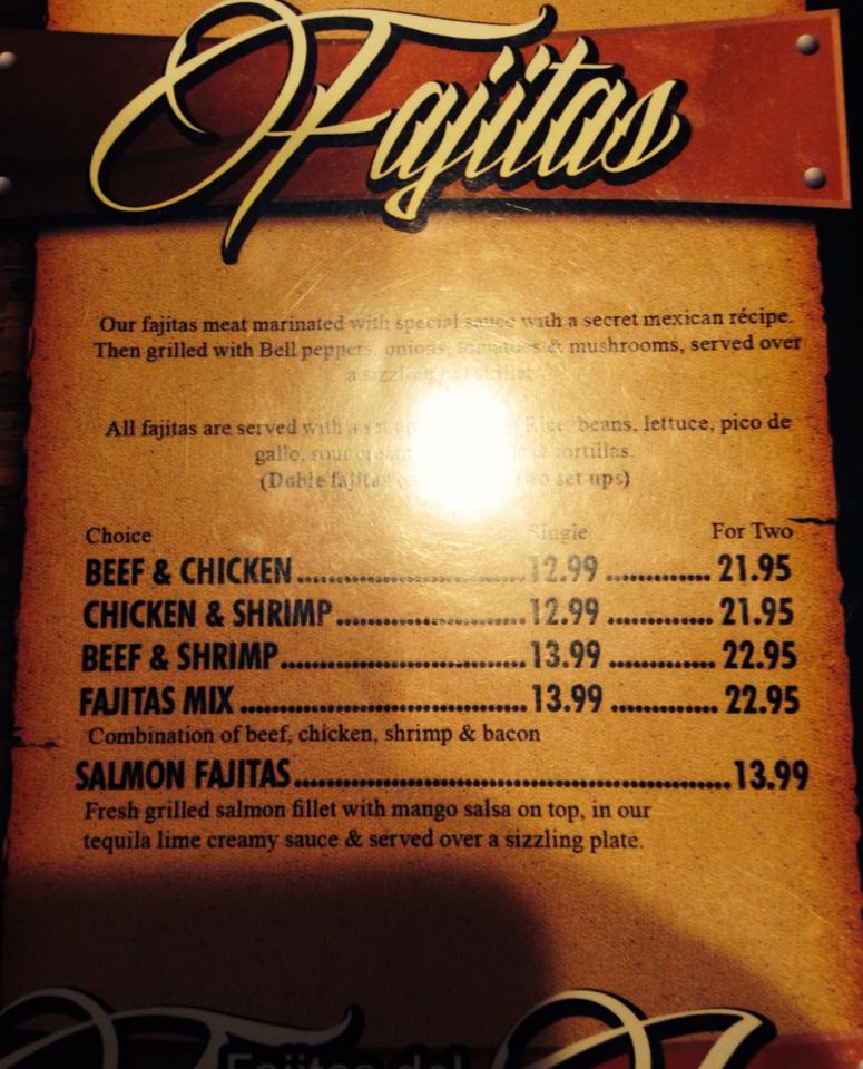 Menu at El Toro Loco restaurant, Memphis, Poplar Ave