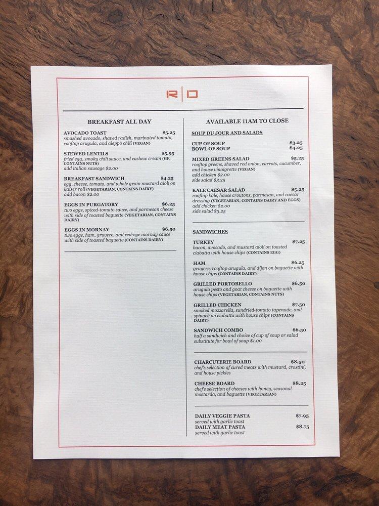 Menu at Red Door Cafe, Pasadena