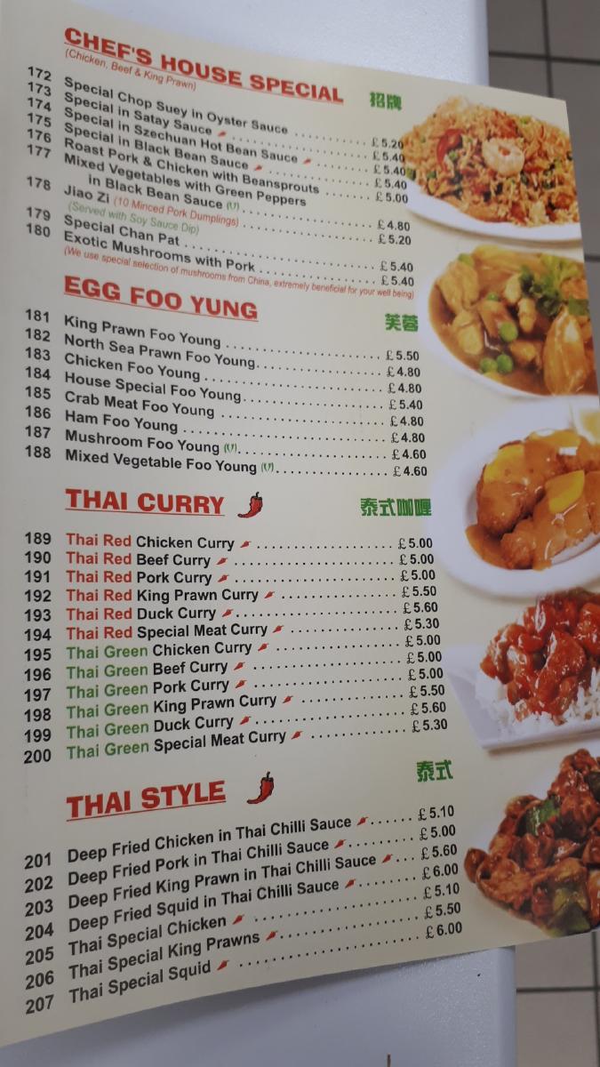 Menu at Royal Chef fast food, Plymouth