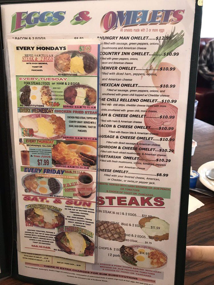 Menu at The Country Inn Restaurant, Greeley