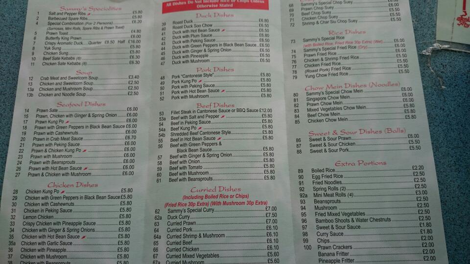 Menu at Golden Chef, Cannock