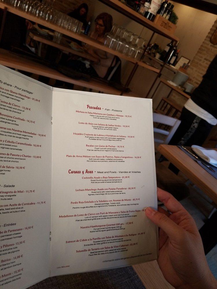 Menu at Restaurante Los Cuatro Tiempos, Toledo