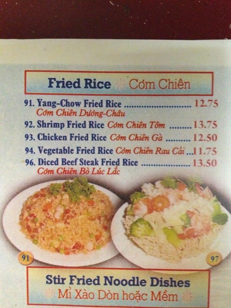 Menu at Minh Chau Restaurant, Calgary