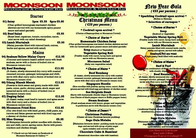 Menu at Moonsoon Restaurant, Collon
