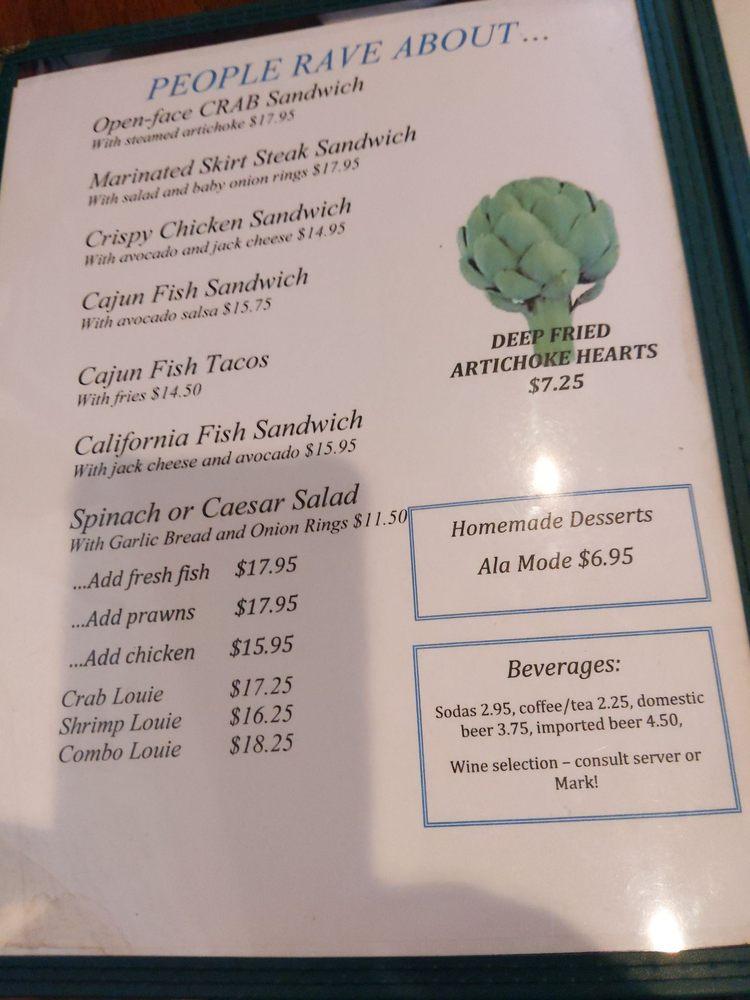 Menu at Moss Landing Cafe, Moss Landing