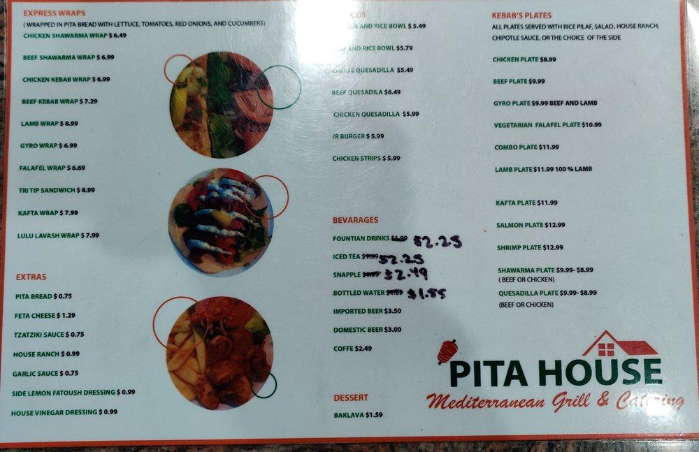 Menu at Pita House restaurant, Madera