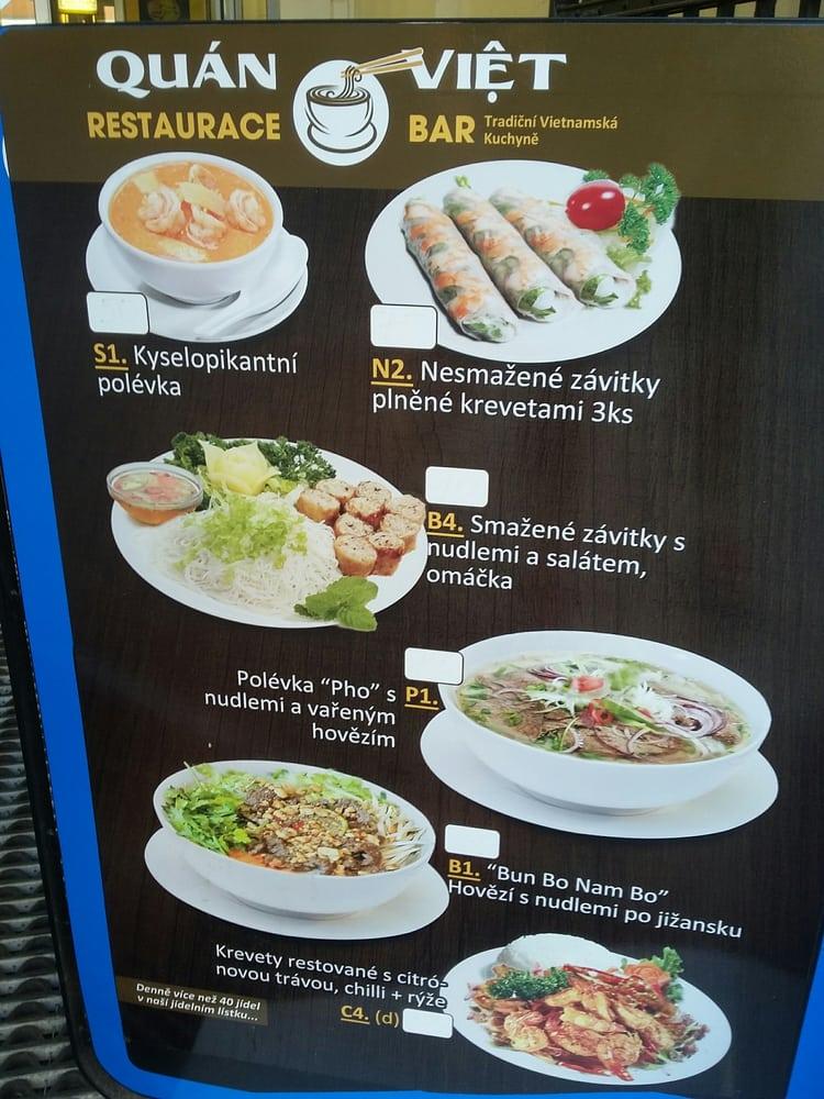 Menu at Quán Việt-Tradiční Vietnamská kuchyně restaurant, Brno