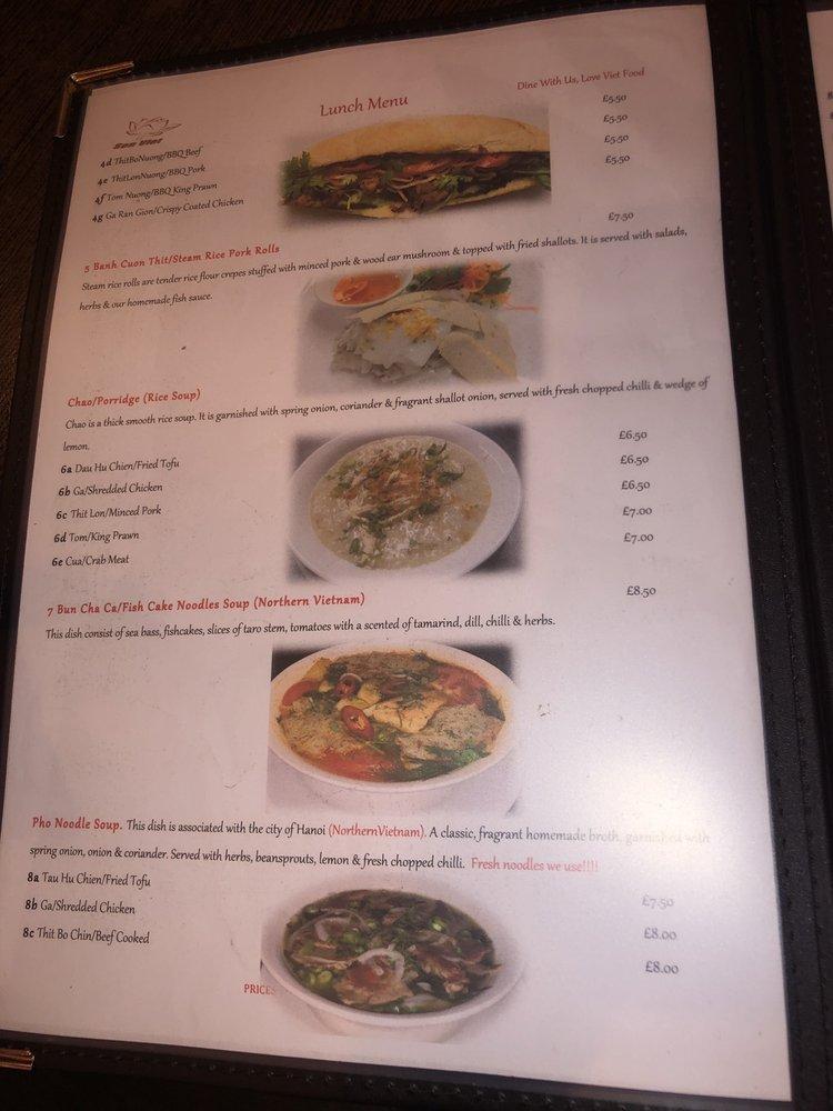 Menu at Sen Viet restaurant, London, 119 King's Cross Rd