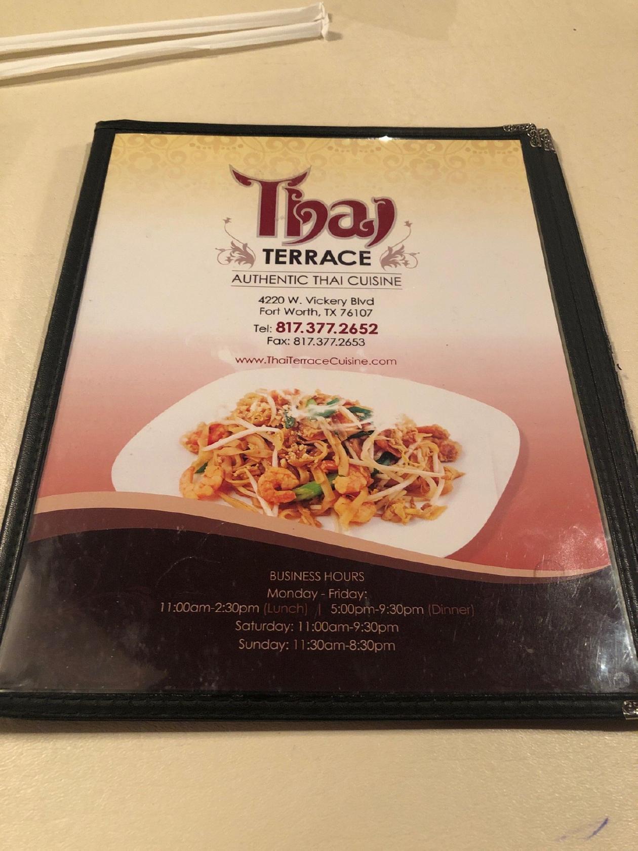 Menu at Thai Terrace restaurant, Fort Worth, W Vickery Blvd