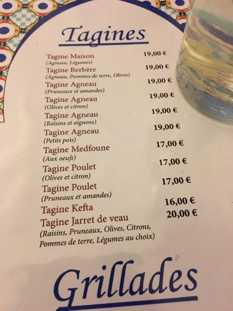 Menu au Bab Salam restaurant, Enghien-les-Bains