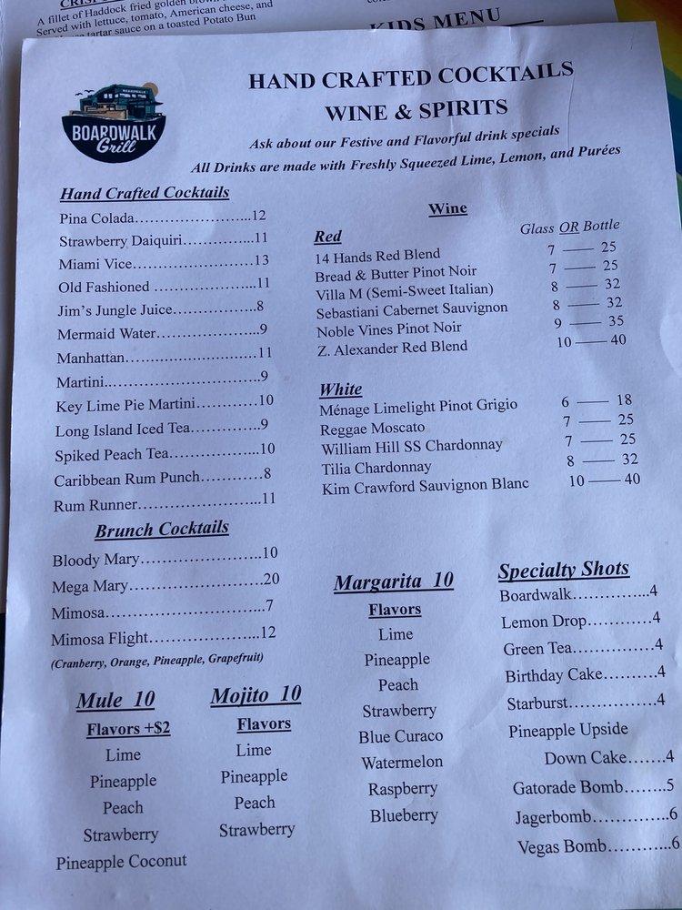 Menu at Boardwalk Grill pub & bar, Celina