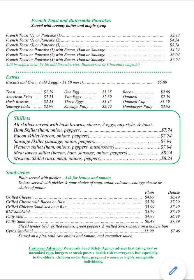 Menu at Bunny Hop Cafe, Junction City