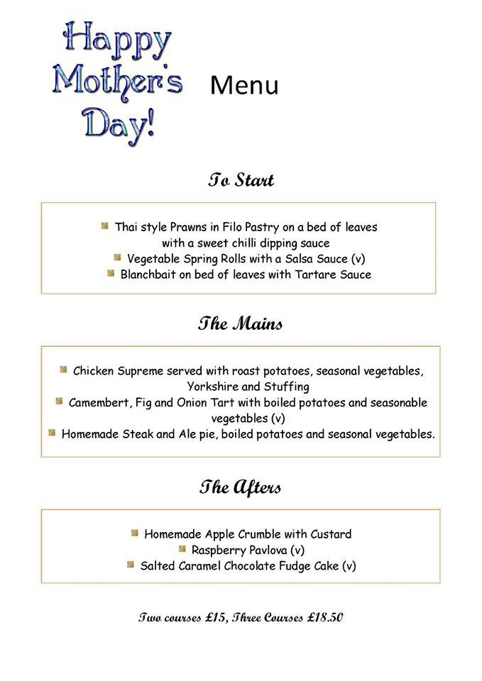 Menu at The Kings Head restaurant, Rudgwick
