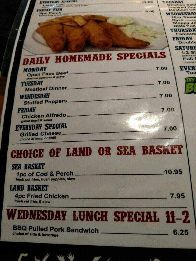 Menu at Main Street Saloon pub & bar, Akron