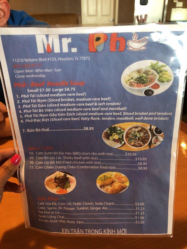 Menu at Mr. Pho restaurant, Houston, Skinner Rd Ste 150