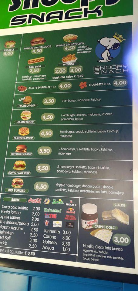 Menu da Snoopy Snack, Termoli
