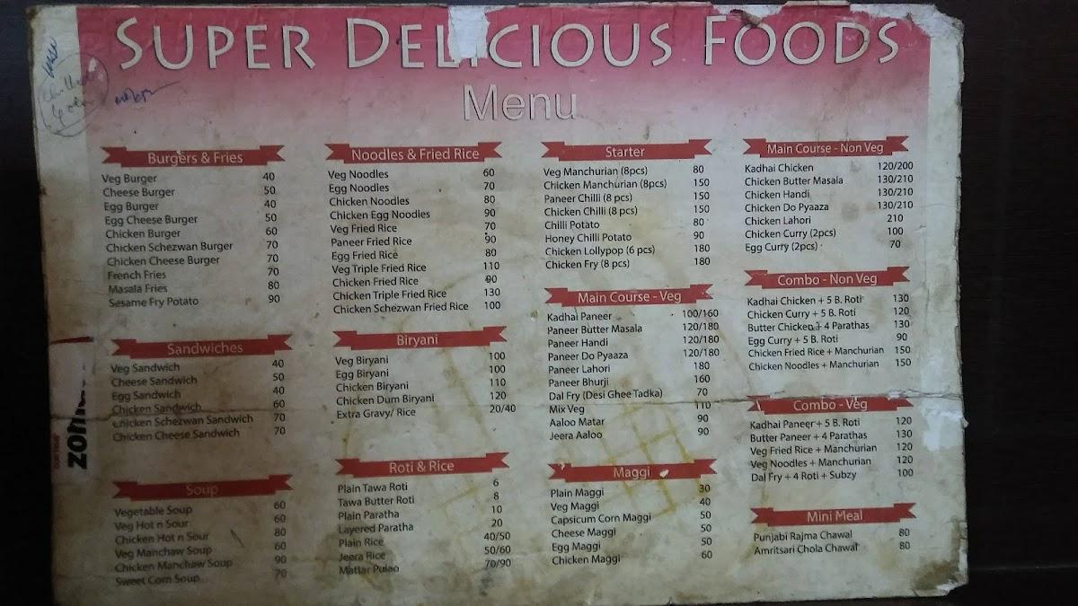 Menu at Super Delicious Food, Varanasi
