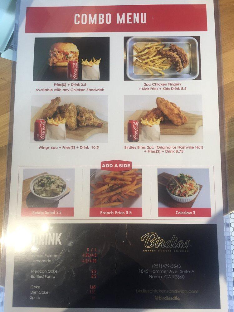 Menu at Birdies restaurant, Norco