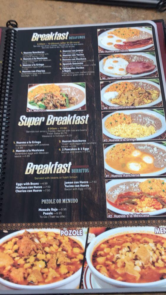 Menu at Casa Jimenez restaurant, Whittier, Whittier Blvd