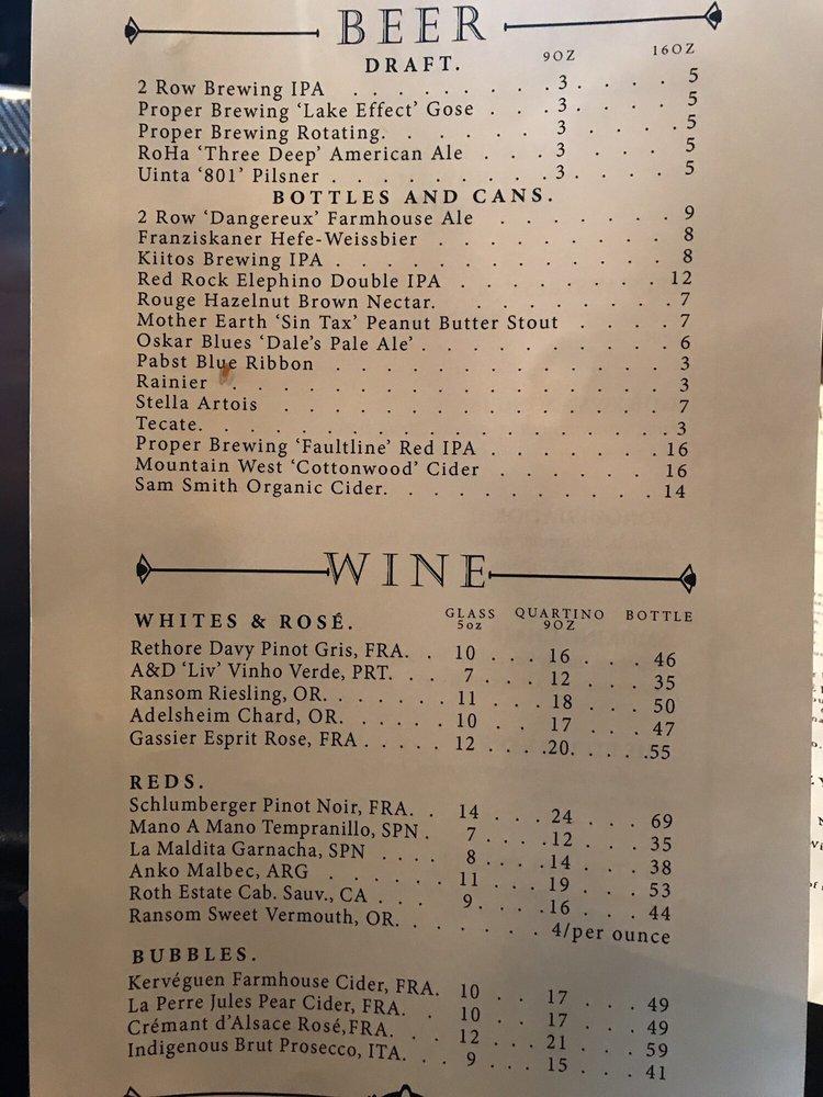 Menu at Copper Common pub & bar, Salt Lake City