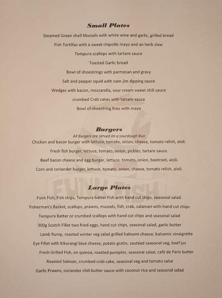 Menu at Funk Fish pub & bar, Inglewood