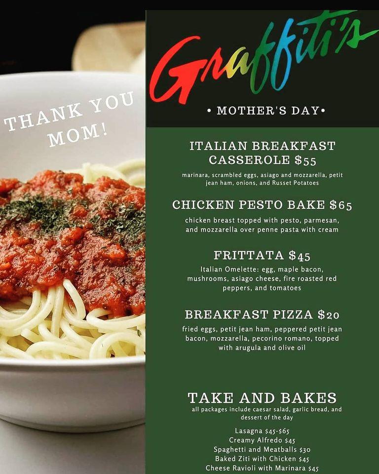 Menu at Graffiti's Italian Restaurant, Little Rock