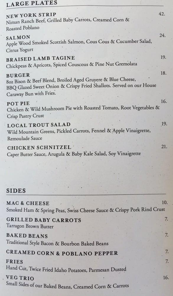 Menu at High West Saloon pub & bar, Park City