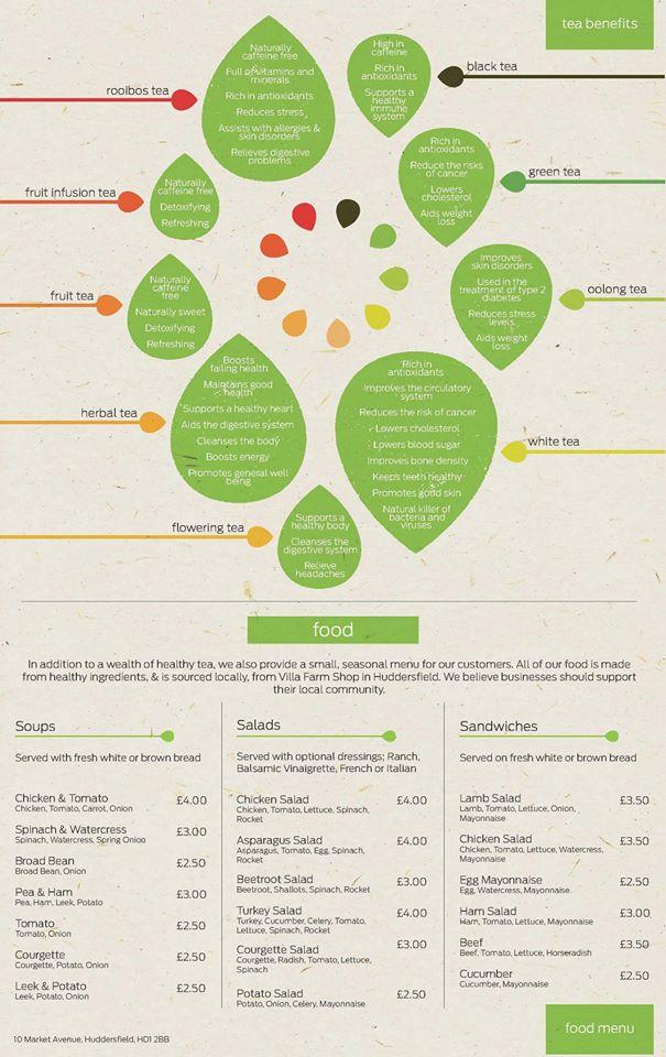 Menu at Infinitea, Huddersfield
