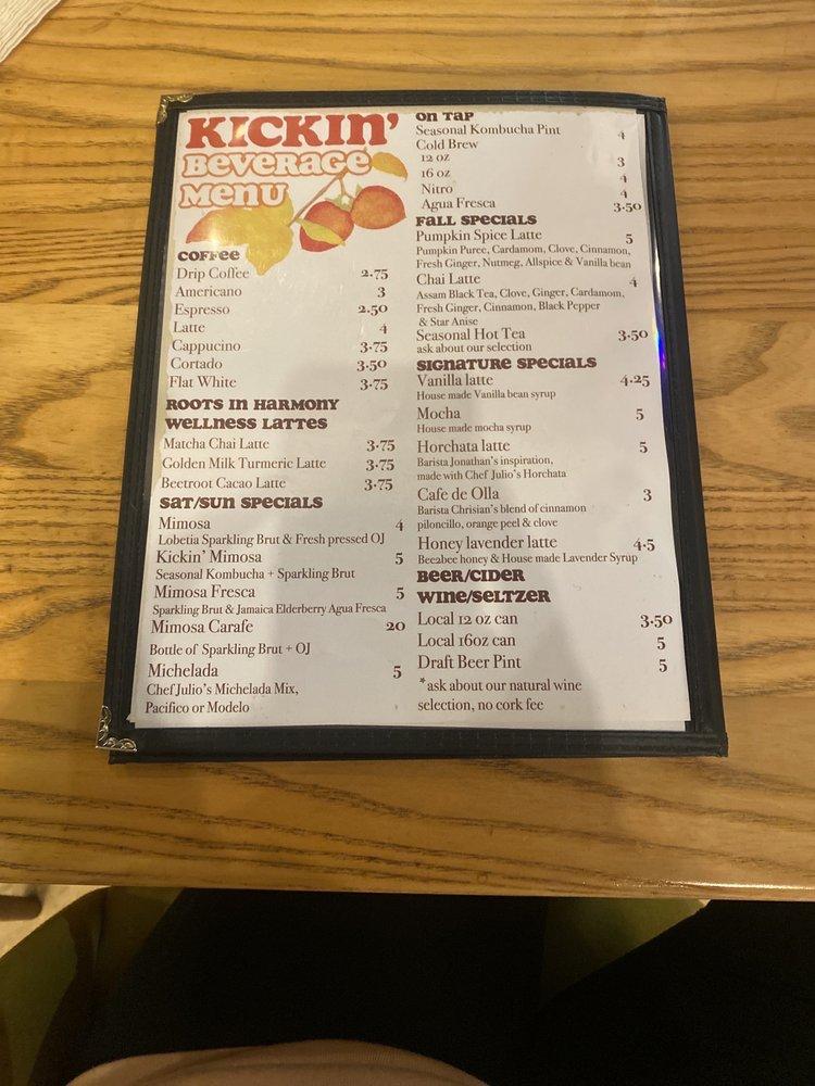 Menu at Kickin' Kombucha pub & bar, Houston